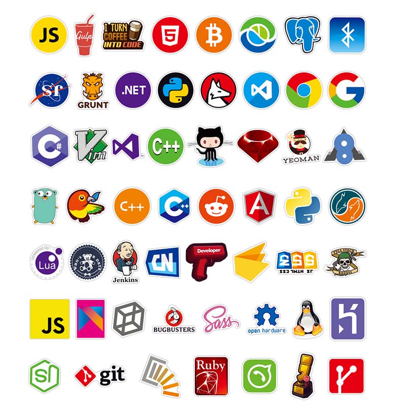 105pcs Programmer Sticker Laptop Tech Developer Decals C# C++,Pyt Pack ...