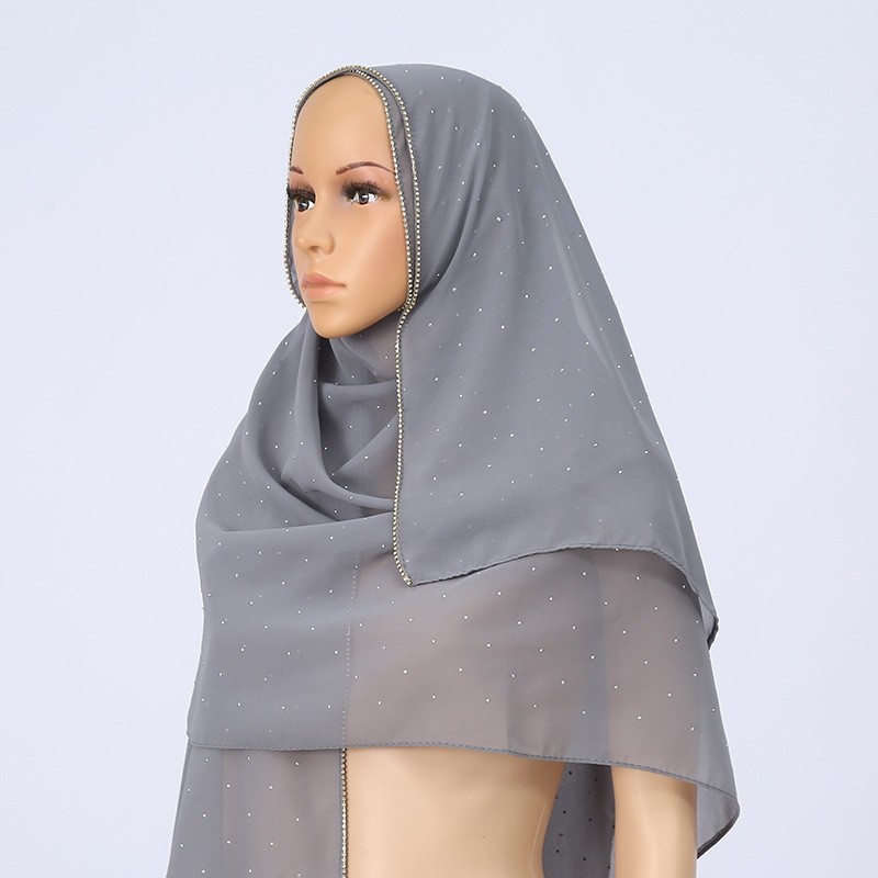 Ready Stock Muslim Women Bawal Tudung Hijab Shawl Solid Chiffon Lace ...