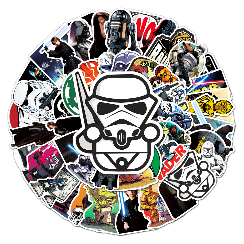 50 Piece Funny Star War Stickers Waterproof DIY For Phones Laptop Car ...