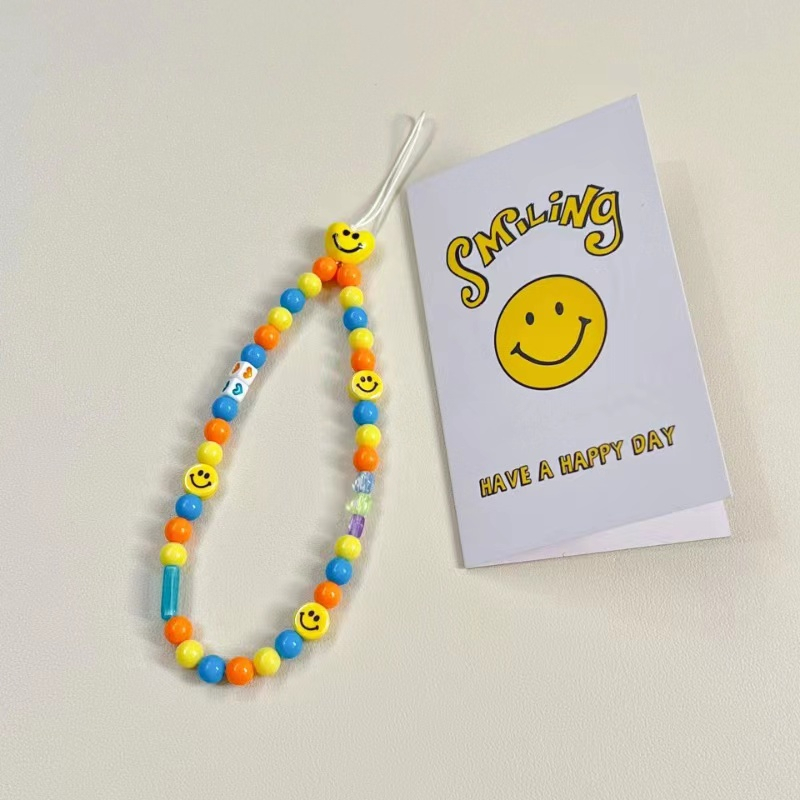 New Style ins Smiley Face Mixed Color Fashion Versatile Beaded Mobile ...