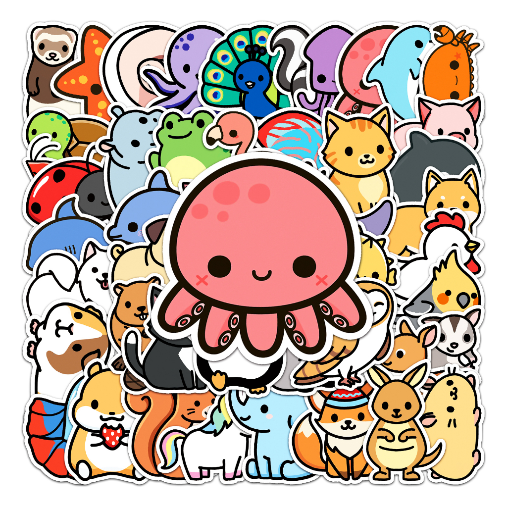 50 Piece Funny Animal Stickers Waterproof DIY For Laptops/Phones/Helmet ...
