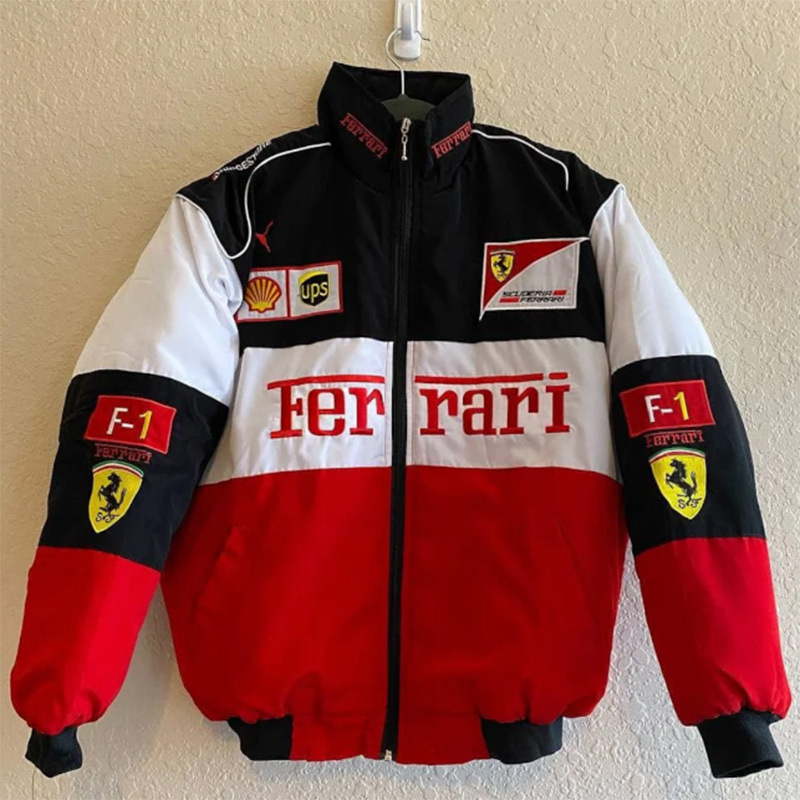 Casual Printed Jacket Vintage Ferrari F1 Racing Jacket Cotton ...