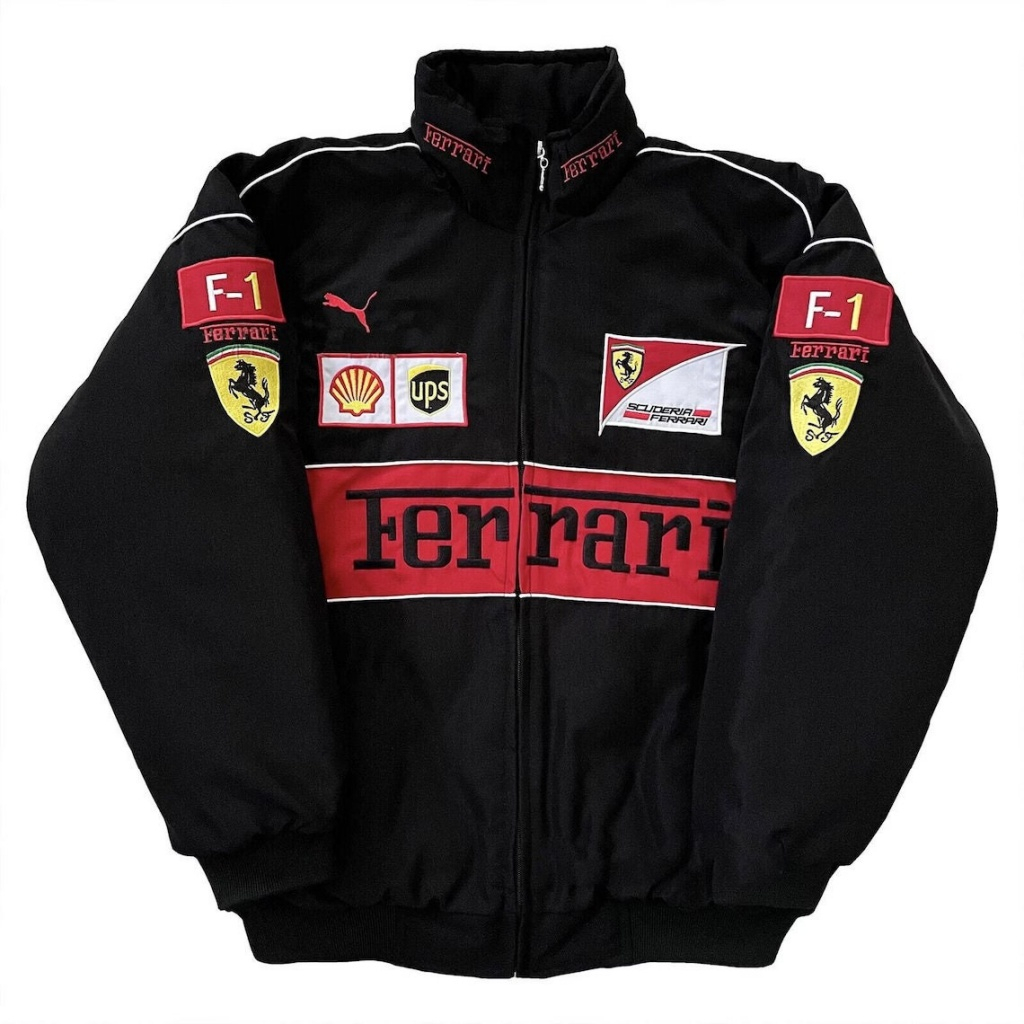 Casual Printed Jacket Vintage Ferrari F1 Racing Jacket Cotton ...