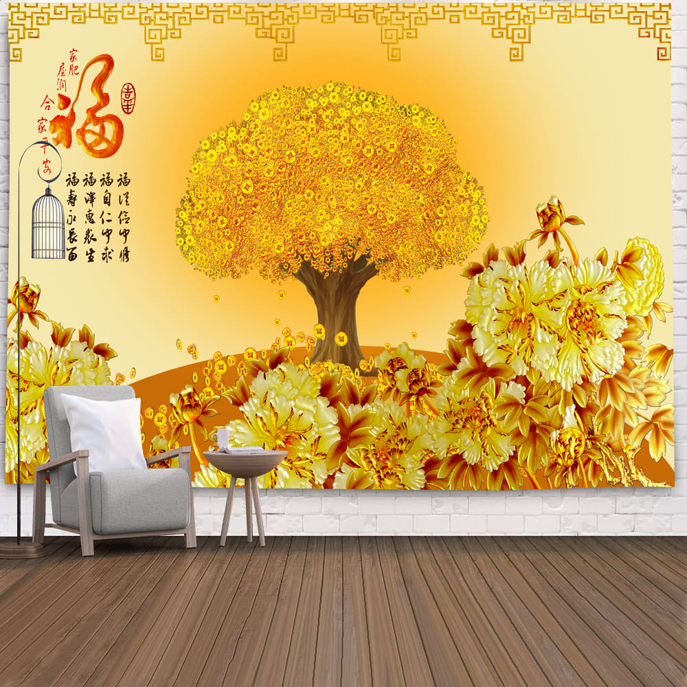 Money Tree Entrance Beautiful Scenery Decoration Tapestry Nordic Style ...
