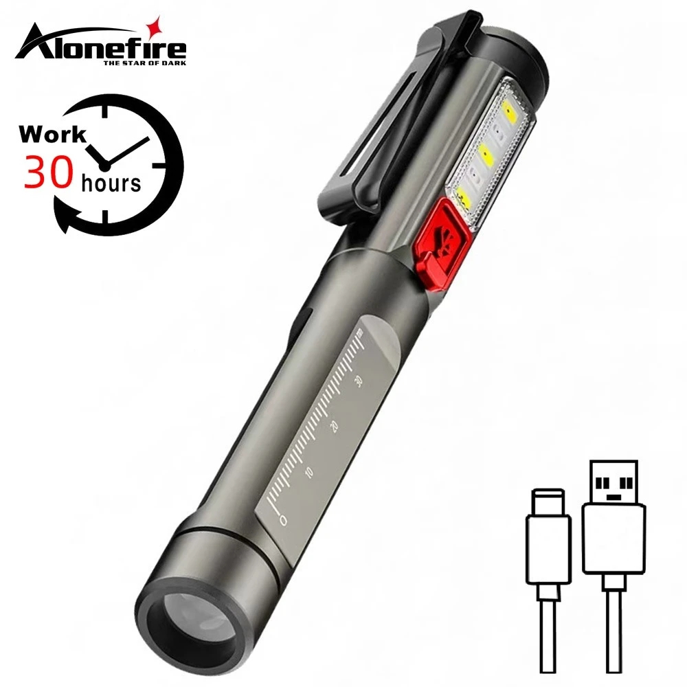 Alonefire P31 Portable LED Flashlight Work Light Pen USB Lamp With ...