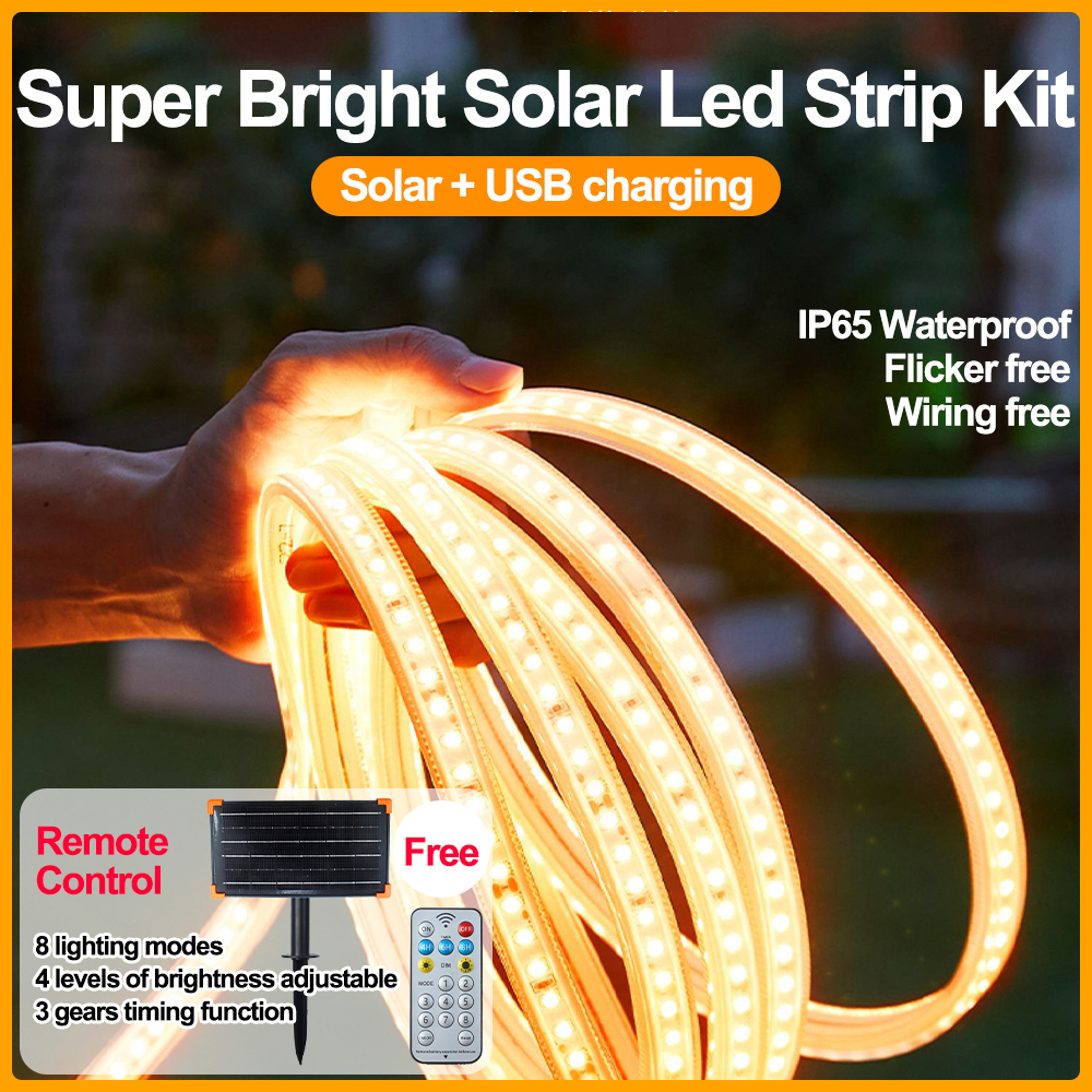 Solar Panel Powered LED Strip Lights Outdoor Waterproof Colorful LED ...