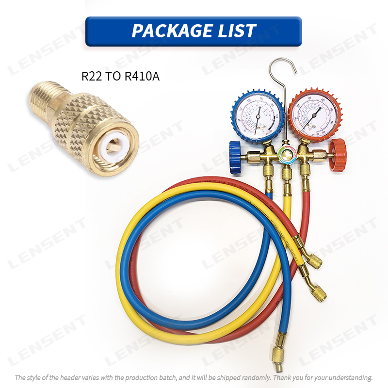 Lensent AC Refrigerant table manifold gauge Car Air Conditioner Fluoride Gauge 3pcs hose ...