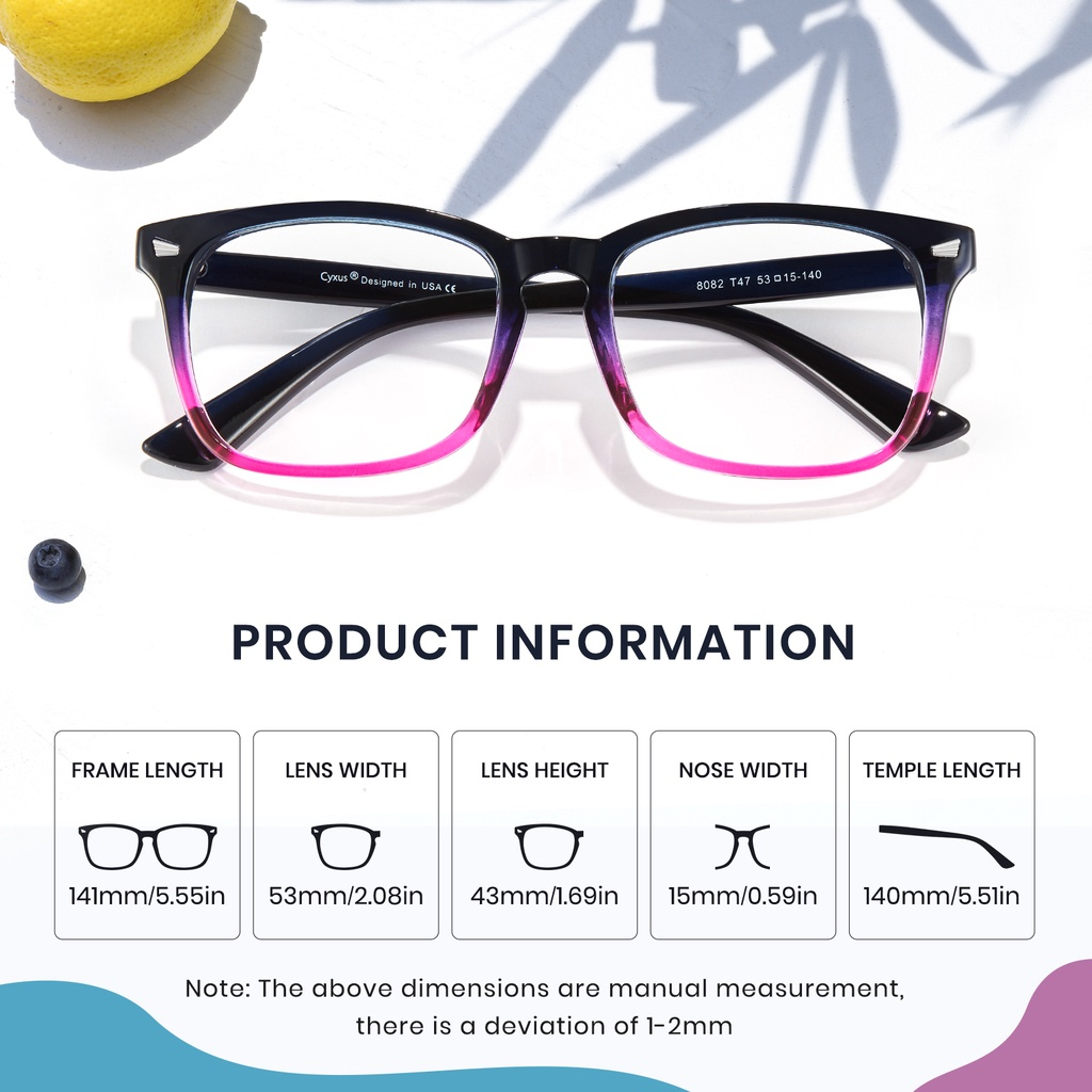 Cyxus Computer Glasses Anti Harmful Light Square Frame Unisex Glasses ...