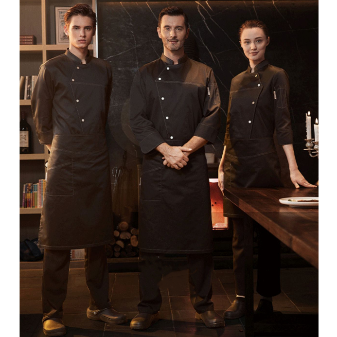 Ready Stock Hotel long-sleeved chef clothing men's catering restaurant ...