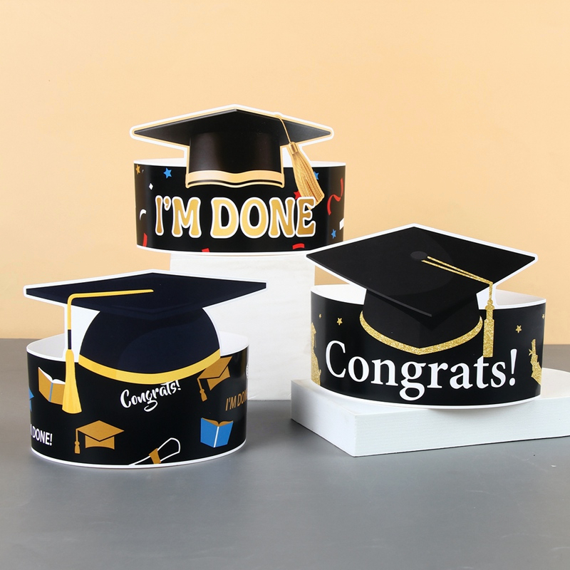 9PCS Graduation Paper Hats 2023 Happy Graduation Crown Cap Adjustable ...