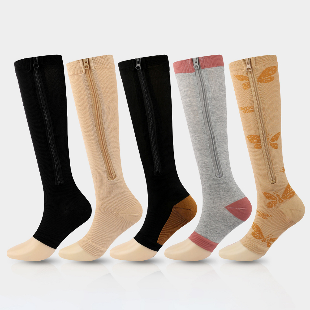 Sports Compression Stockings Zipper Stockings Stretch Leg Socks ...