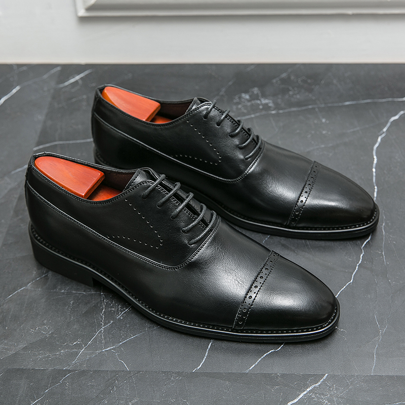 Fashion Full Black Brown Elegant Business Soft Leather Pointed Toe Men ...