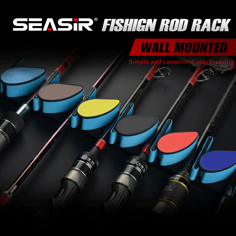 SEASIR Wall Mounted Fishing Rod Rack Thickened Spring Multi Functional ...