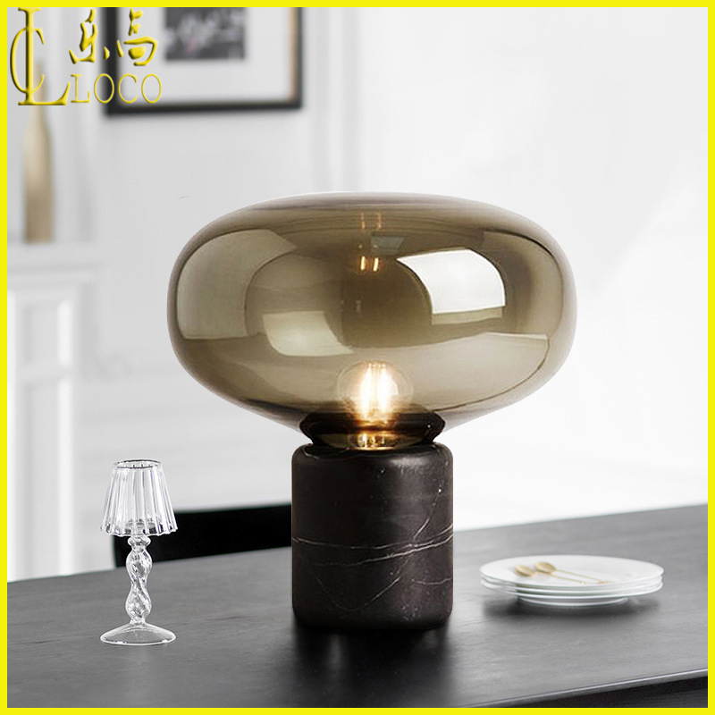 LOCO Postmodern Marble Table Lamp Living Room Luxury Glass Table Light ...