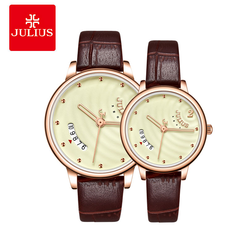 julius Fashion Trend New Style Calendar Window Round Pointer Couple ...