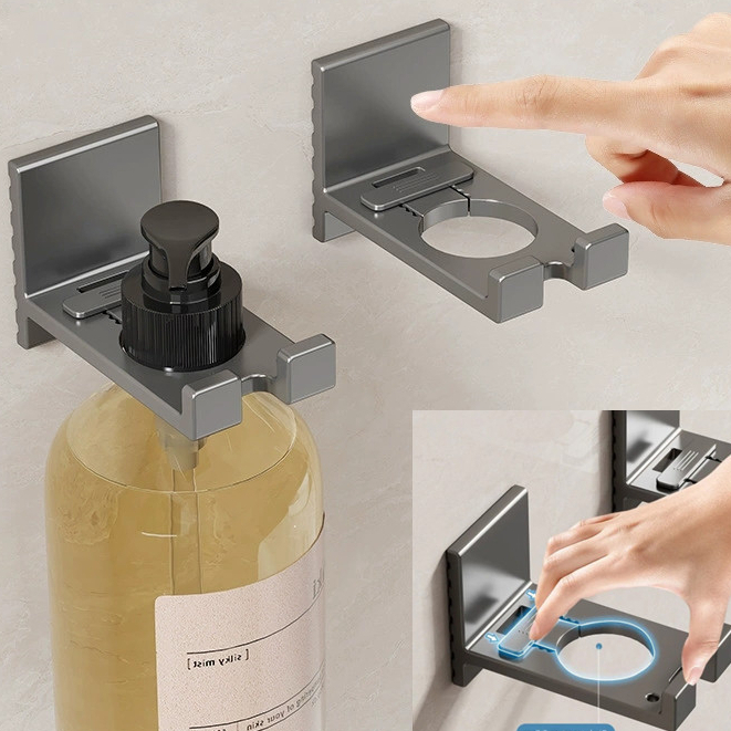 Gun Gray Space Aluminum Shower Gel Shelf Hook Perforated Dishwashing ...