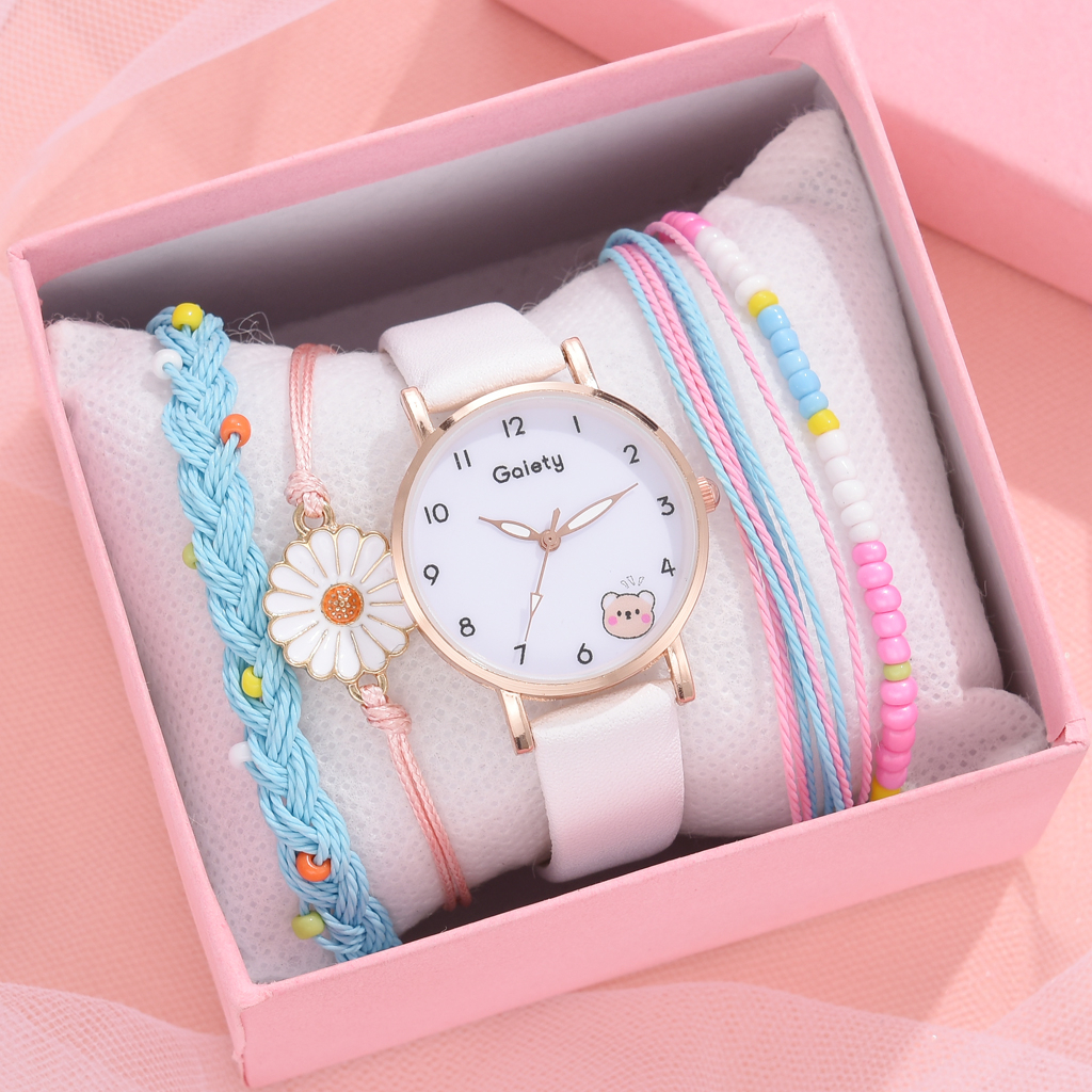Cute cartoon bear watch women bracelet set student watch Korean ...