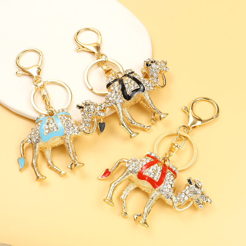 Enamel Crystal Rhinestone Keychain Creative Crafts Cute Camel Animal ...