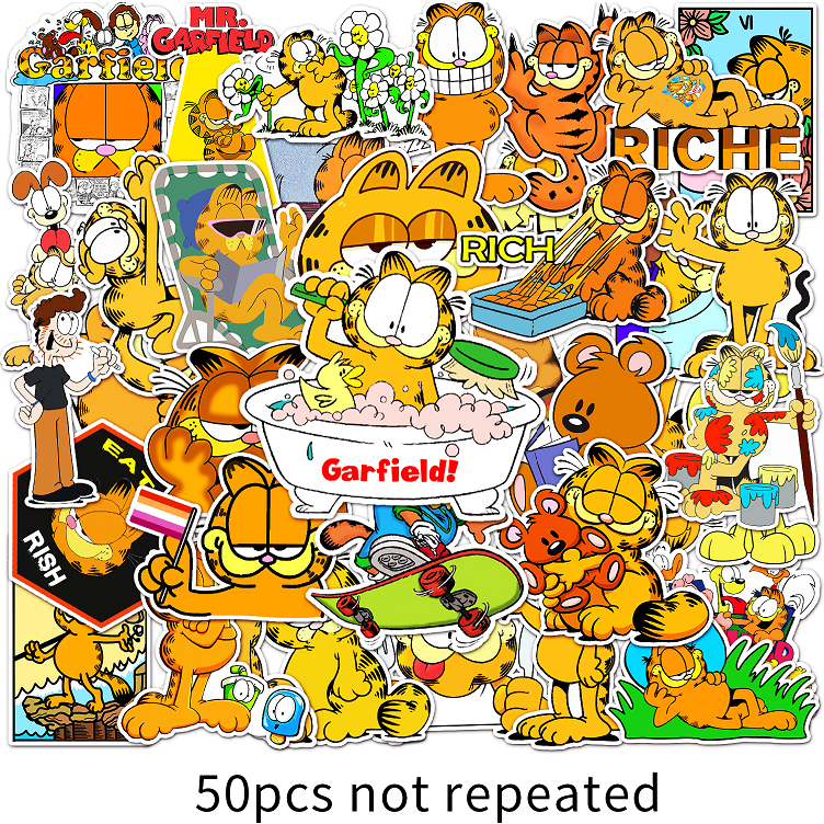 50 Piece Funny Garfield Stickers Waterproof DIY For Laptops/Phones ...