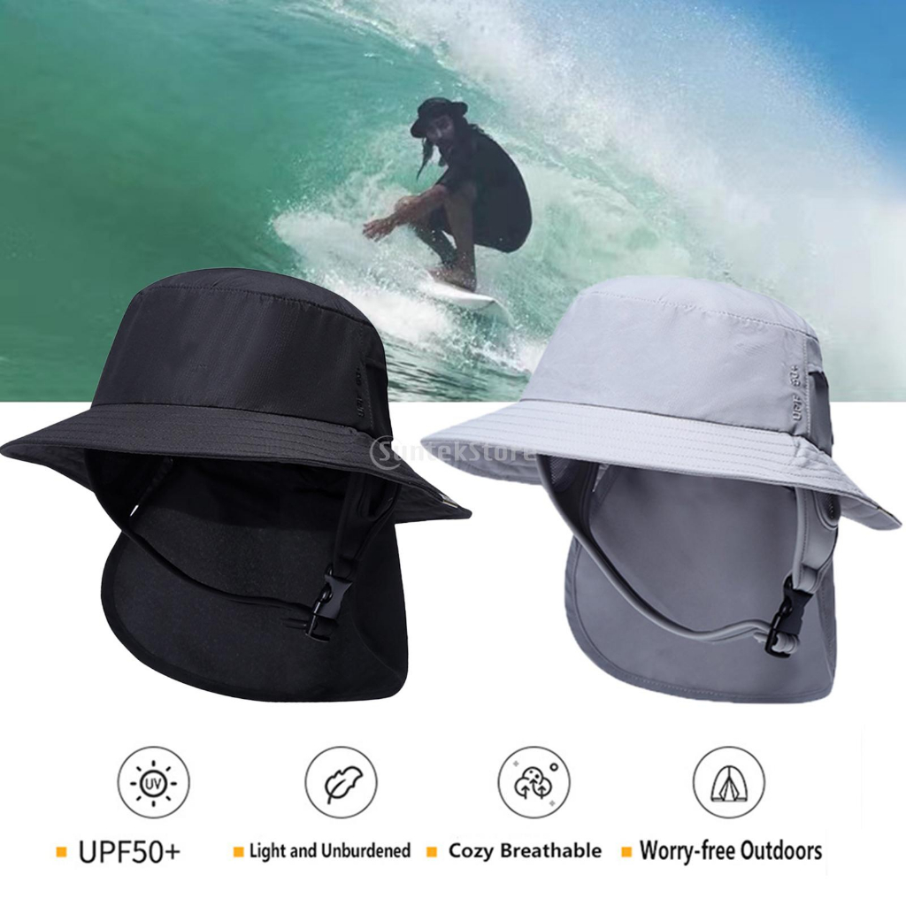 [DongdongbeMY] Lightweight Surf Bucket Hat with Chin Straps Fisherman ...