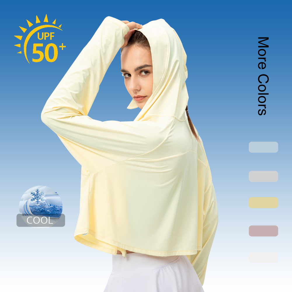 Cool Sun Shirt for Women Rashguard Hoodie Zip UPF 50+ Long Sleeve Thumb ...