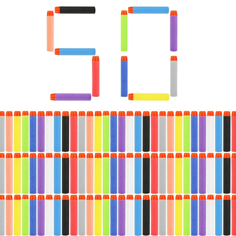 50PCS Solid Round Head Bullets 7.2cm for Nerf N-strike Elite Series ...