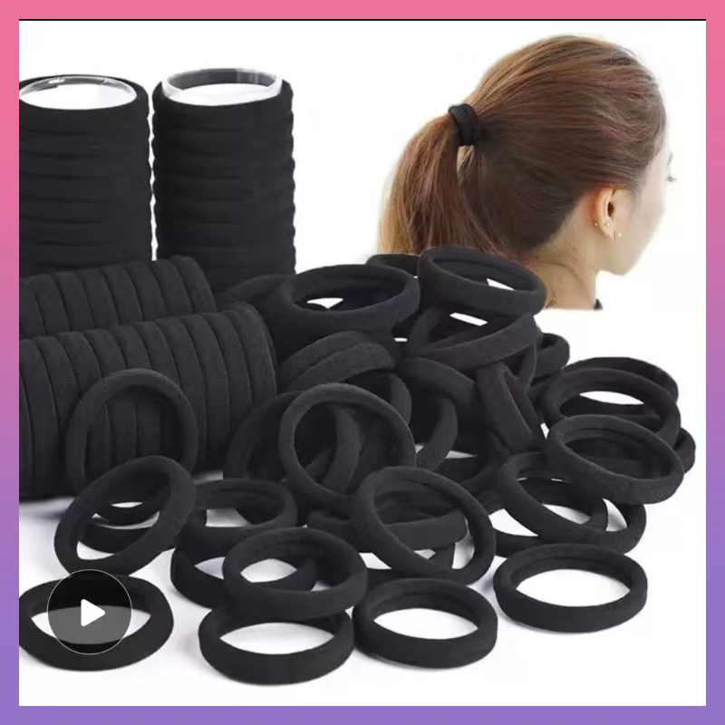 New Ready Stock Simple Colorful Black Hair Band Hairties Rubber Band ...