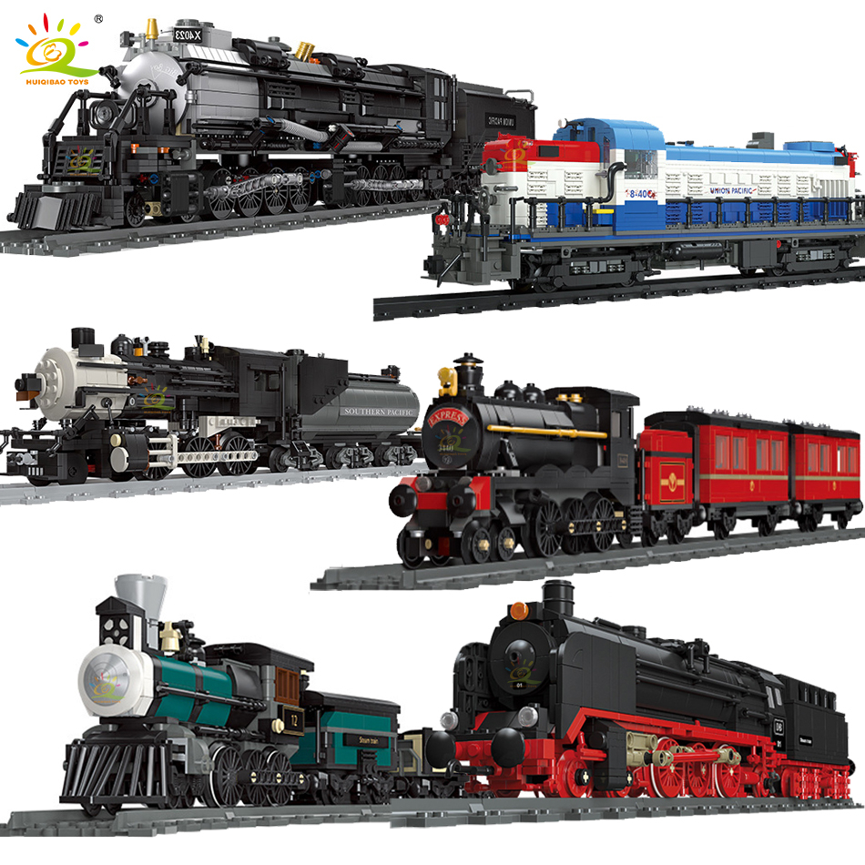Simulation steam locomotive blocks toys train building blocks small ...