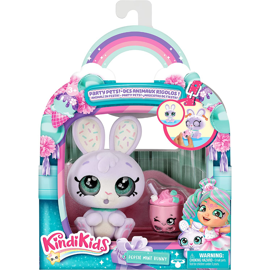 Kindi Kids Party Popsie Collectible Pet Bunny for Peppa Mimi Mint Dolls ...