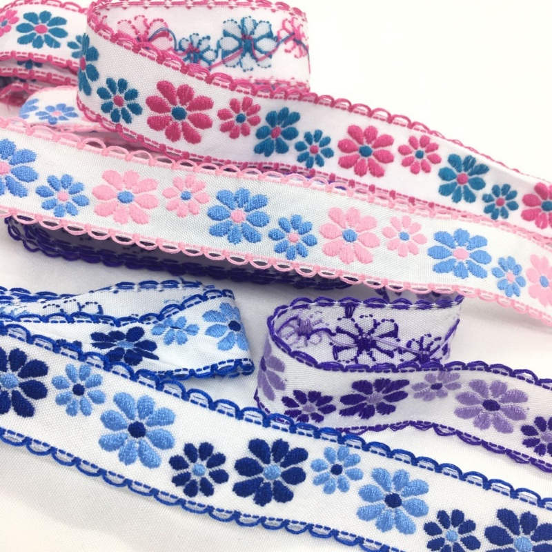 2cm-2.5cm 2meters Small Flower Embroidery Trims Lace Ribbon For Gift ...