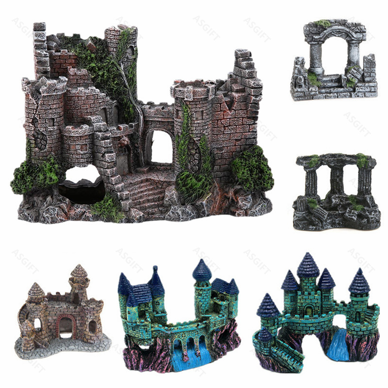 Resin Artificial Aquarium Castle Decoration Fish Tank Ornament Rome ...