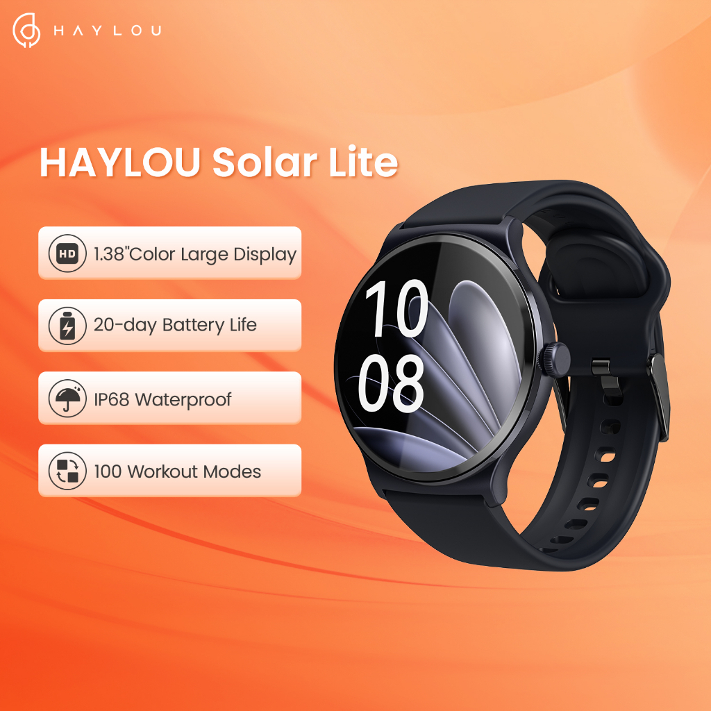 HAYLOU Solar Lite Smart Watch 1.38" Display Bluetooth 5.3 100+ Watch ...