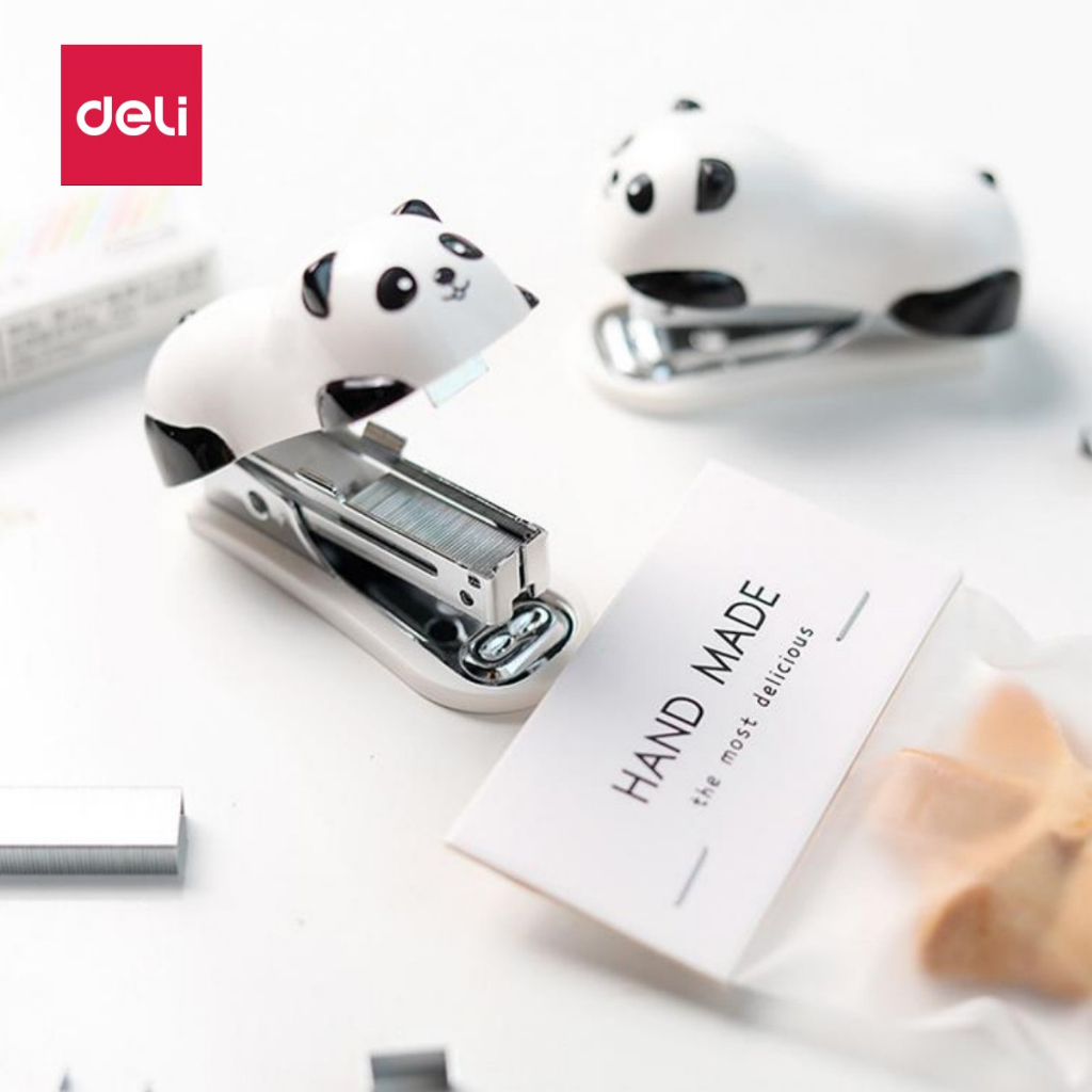 DELI Cute Mini Stapler Panda Design School Small Size With A Box Staple ...