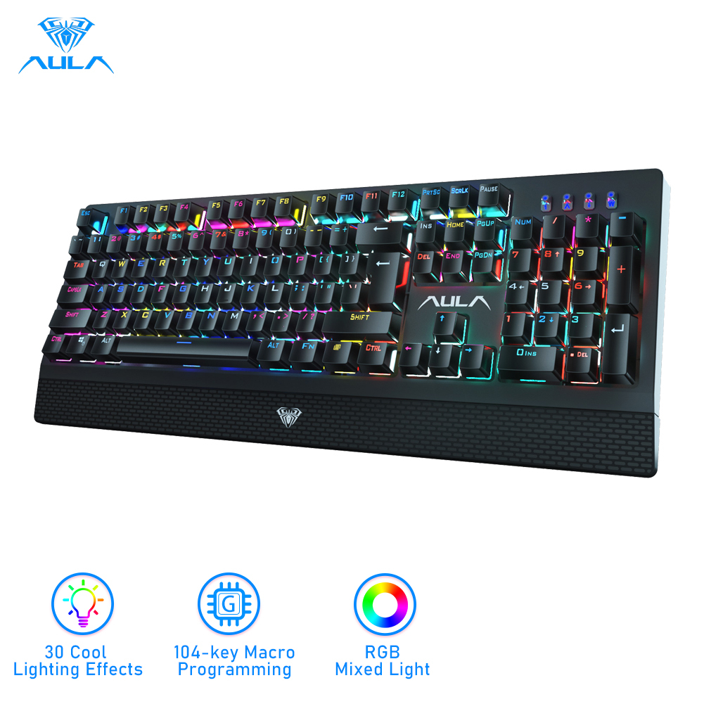 AULA S2018 Full RGB Mechanical Keyboard with 104 Keys Marco Programming ...