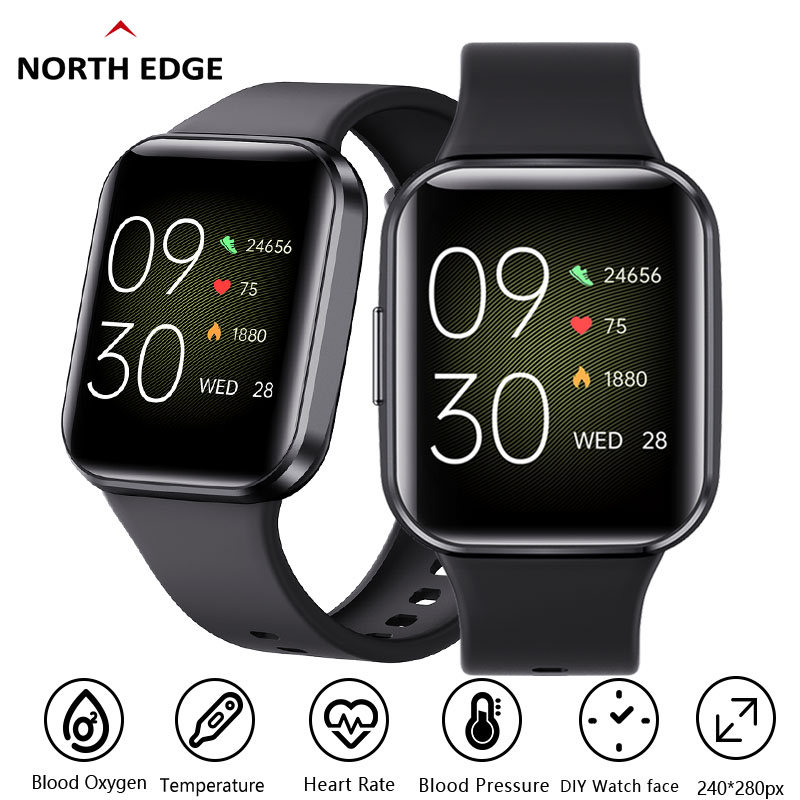 NORTH EDGE Q23 Jam tangan pintar lelaki BP/HR/O2 kalis air ip67 ...