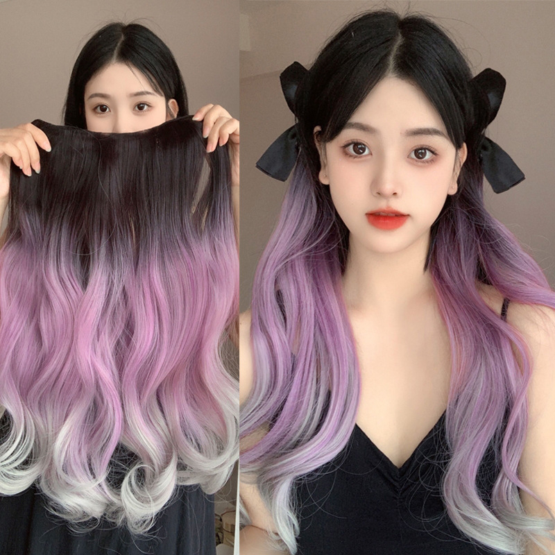 Y2K Women's fashion Gradient purple One Piece Non Traceable Wig Pieces ...
