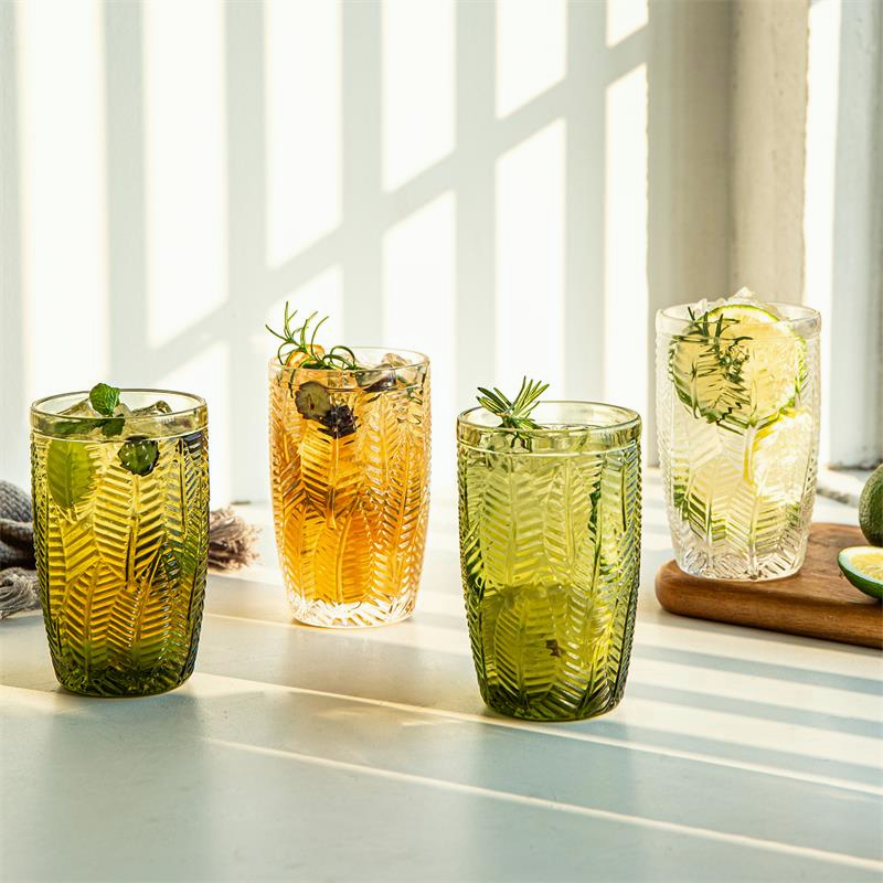 APPKER Vintage Leaf Embossed Cup Milk Coffee Sparkling Water Juice ...