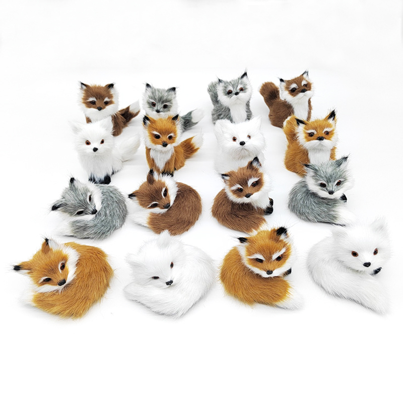 Cute Mini Fox Model Lifelike Animal Handicrafts Gifts Ornaments Toys ...