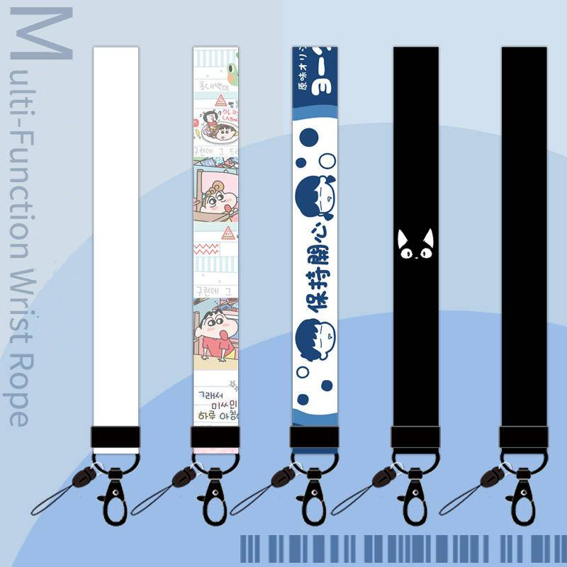 Cute multi-function card holder rope short wrist rope single sale black ...