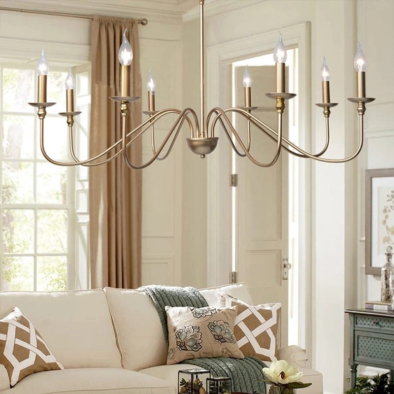 8 Heads Modern Simple And Luxurious American Iron Chandeliers Living ...