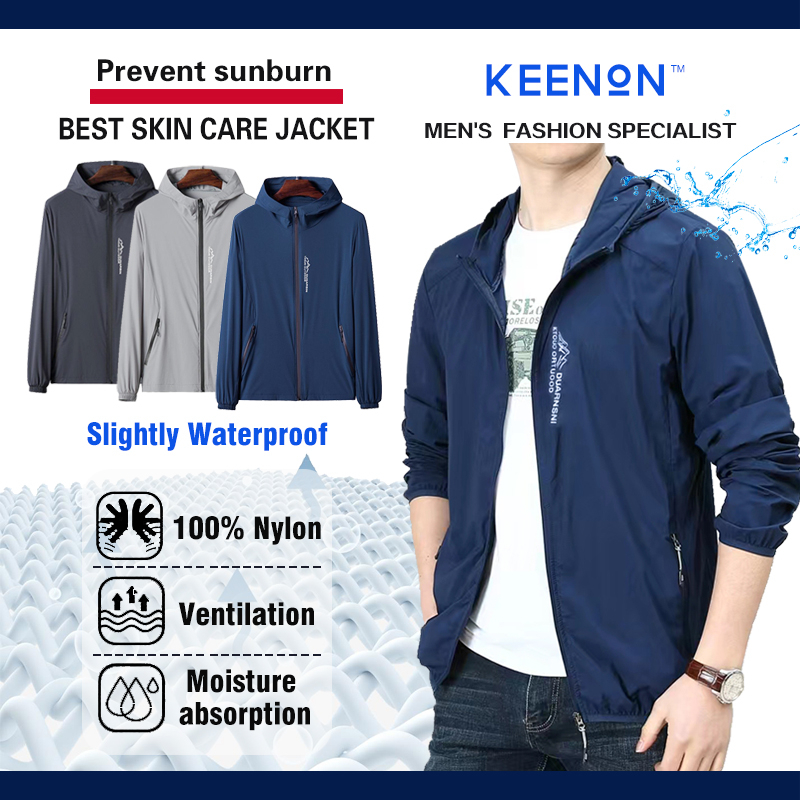 Men Windbreaker Jacket Sunscreen Clothing Ultraviolet-Proof Hooded ...