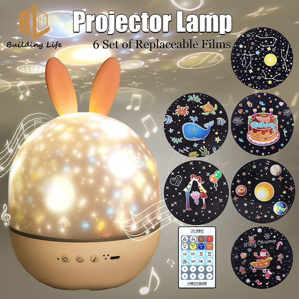 Rabbit Night Light Rotating Starry Night Light Projector Lamp with ...