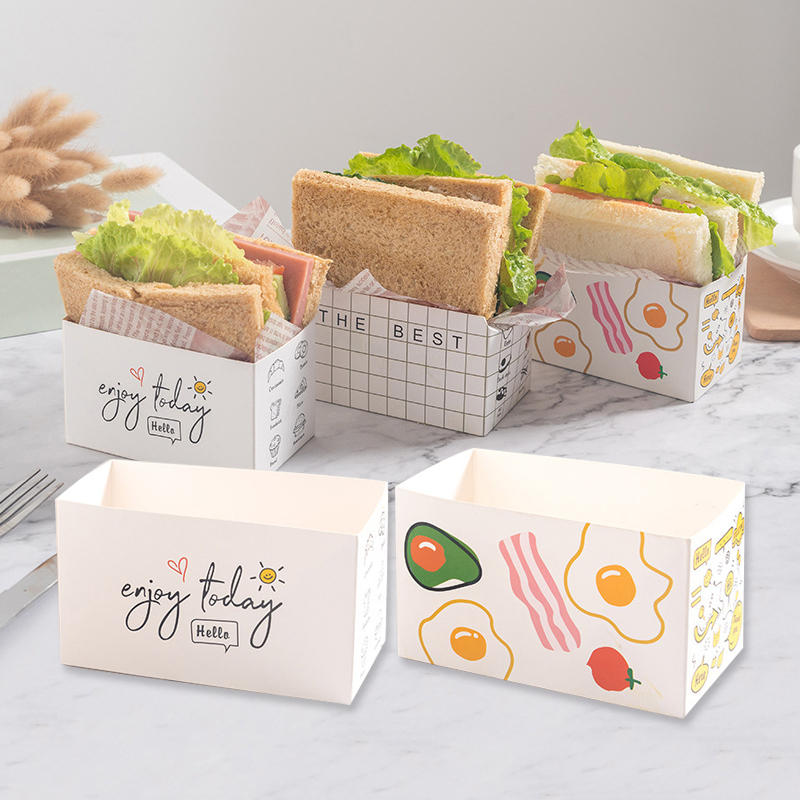 10Pcs Sandwich Wrapping Paper Box Disposable Thick Egg Toast Hamburger ...