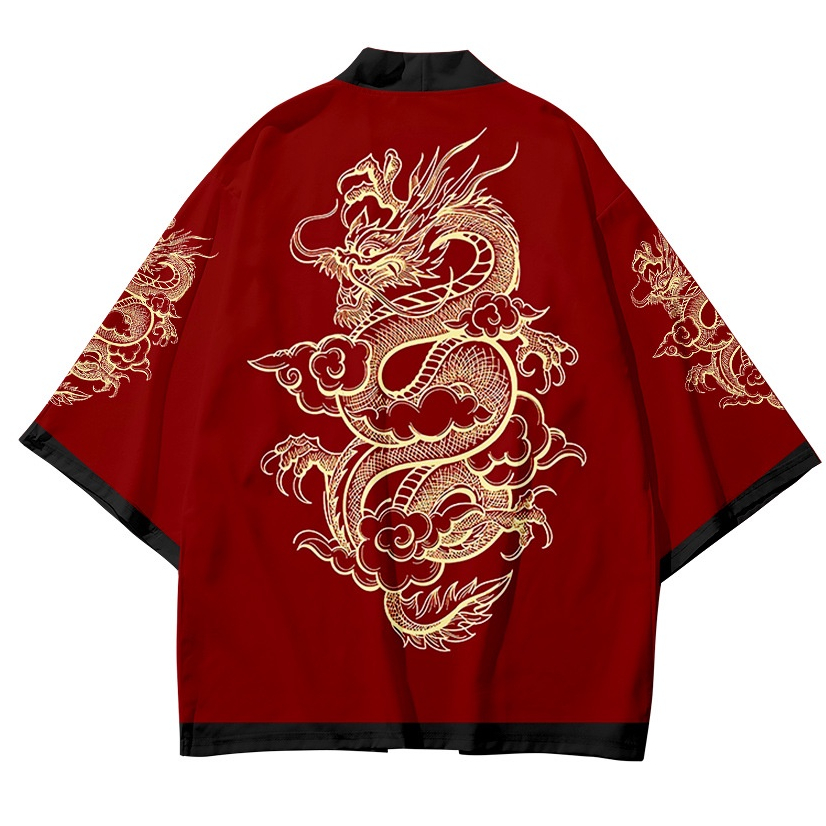 New Design Dragon Print Fashion Japanese Cardigan Haori Women ...