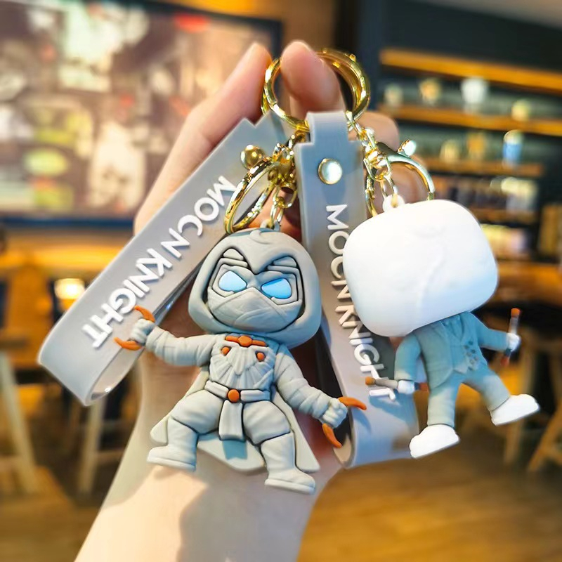 1 Pc Cartoon Marvel Moon Knight Figure Keychain Superhero Doll Backpack ...