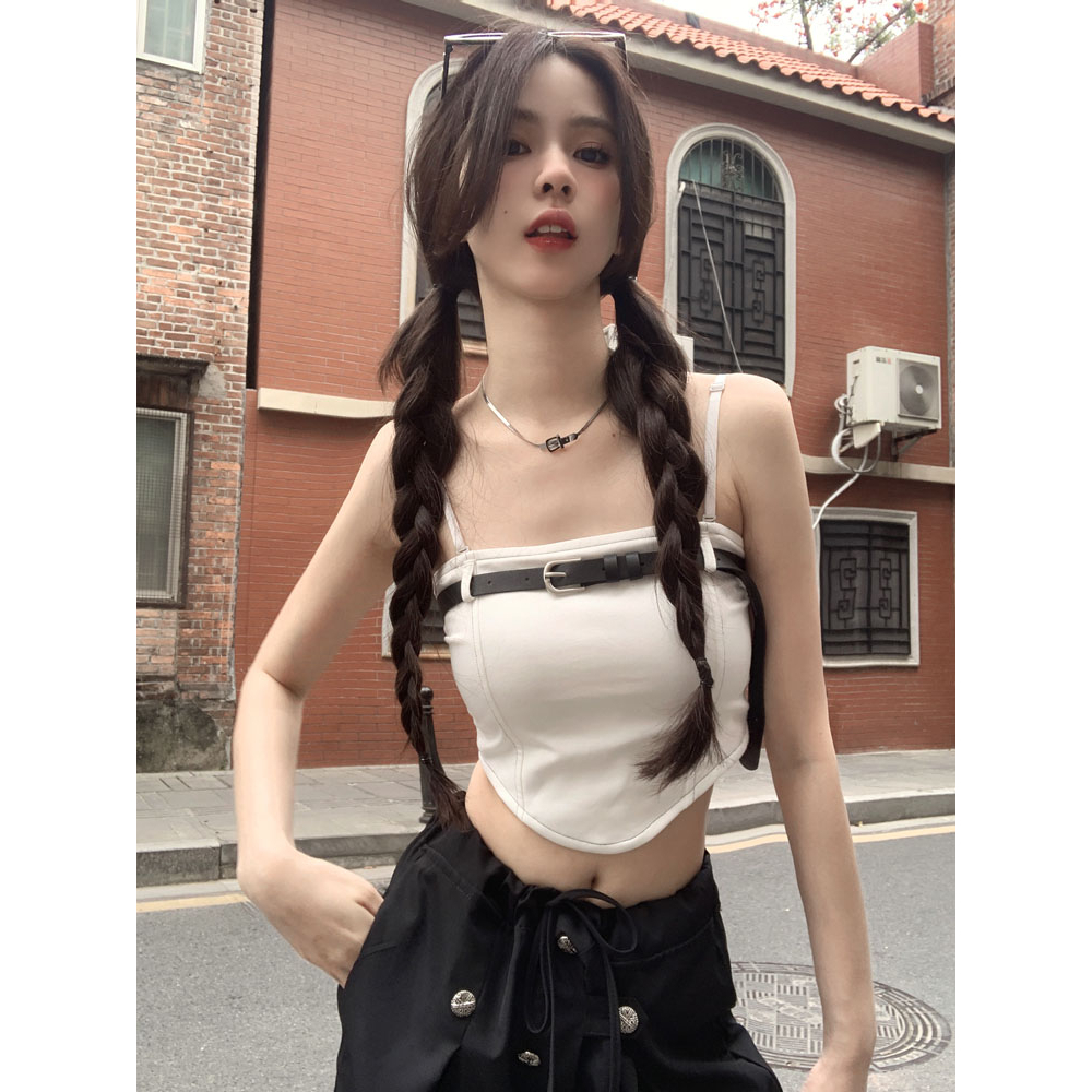 SEZO American Vintage Belt Sexy Spicy Girl Strap Tank Top Women's Tight ...
