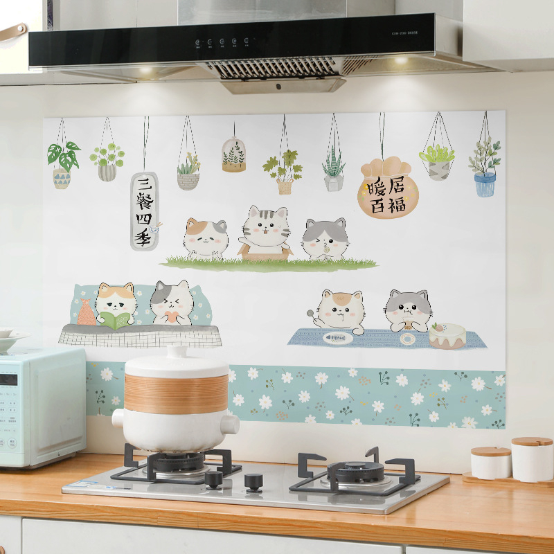 Oil-Proof Stickers Kitchen Wall Tile Surface Protection Stove Fume ...