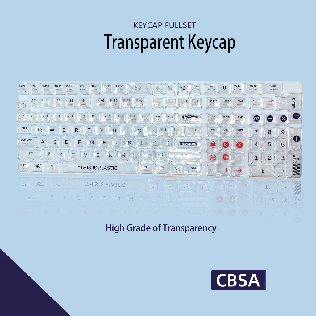 -LW- Ice Crystal Clear Transparent Key Cap PC Material CBSA Hight Front ...