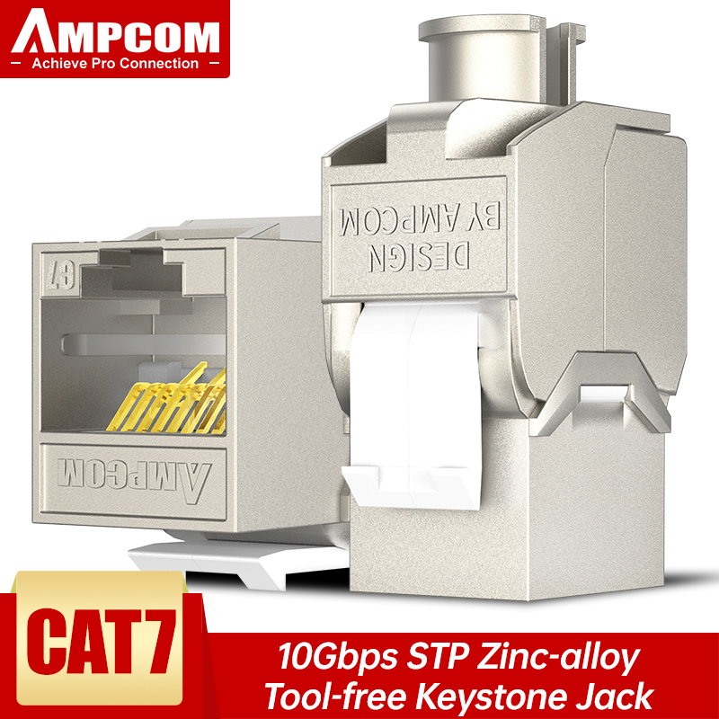 AMPCOM CAT7 Keystone Jack Fluke DSX 8000 Passed AMPCOM Shielded Zinc ...