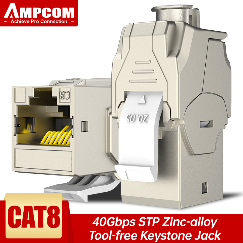 AMPCOM CAT8 Keystone Jack Fluke DSX 8000 Passed AMPCOM Shielded Zinc ...